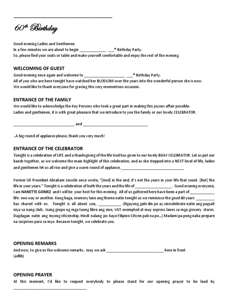 60TH Birthday Bday Script | PDF | Christmas