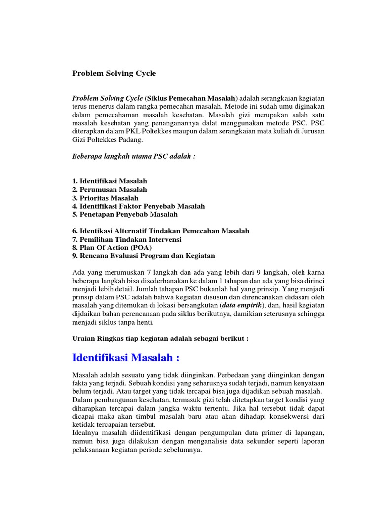 Problem Solving Cycle | PDF