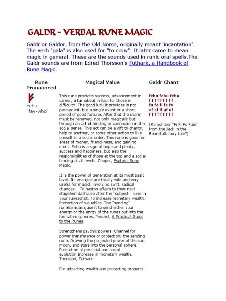 Galdr or Galdor | PDF | Runes | Wisdom