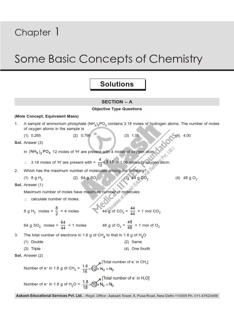 Some Basic Concepts of Chemistry PDF | Download Free PDF | Molar ...
