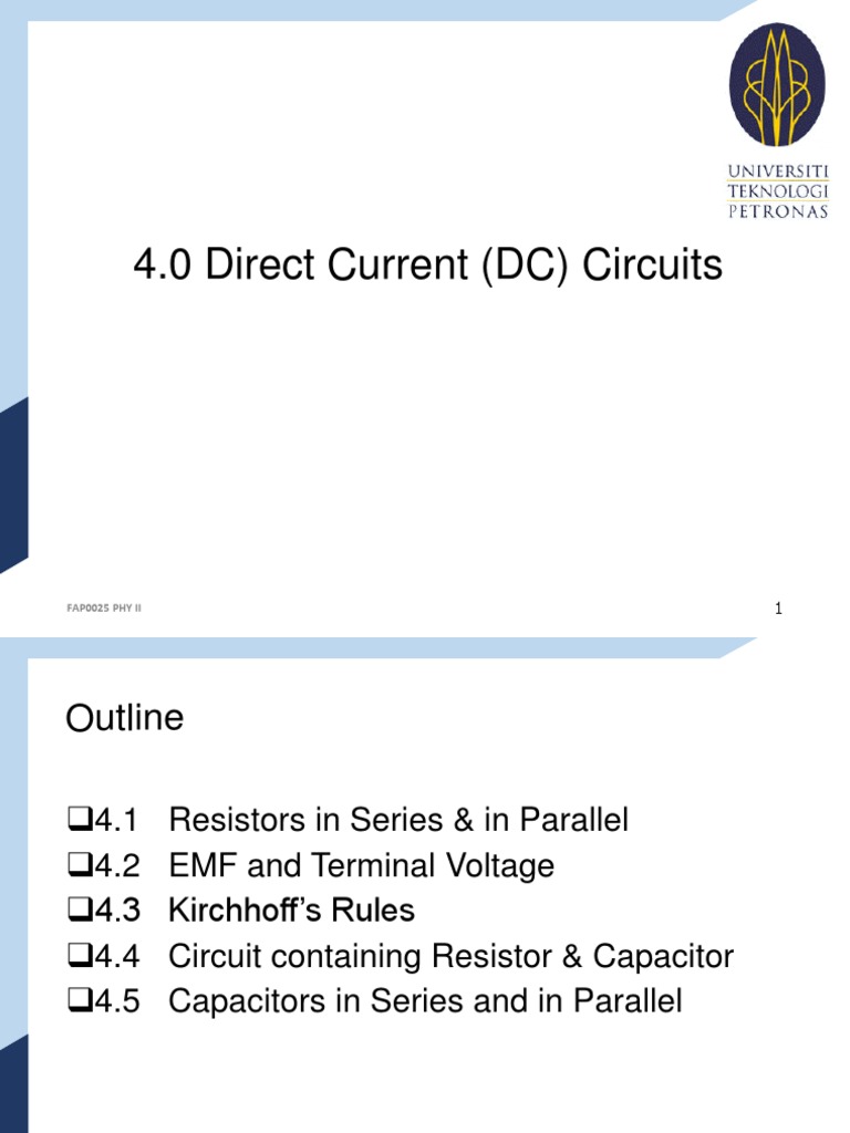 Dc Circuits Resistors Capacitors Pdf Series And Parallel