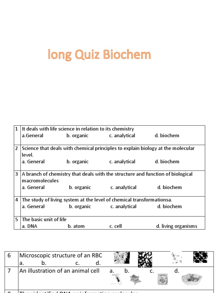 Biochem Quiz 1 Intro Cell | PDF | Cell (Biology) | Life