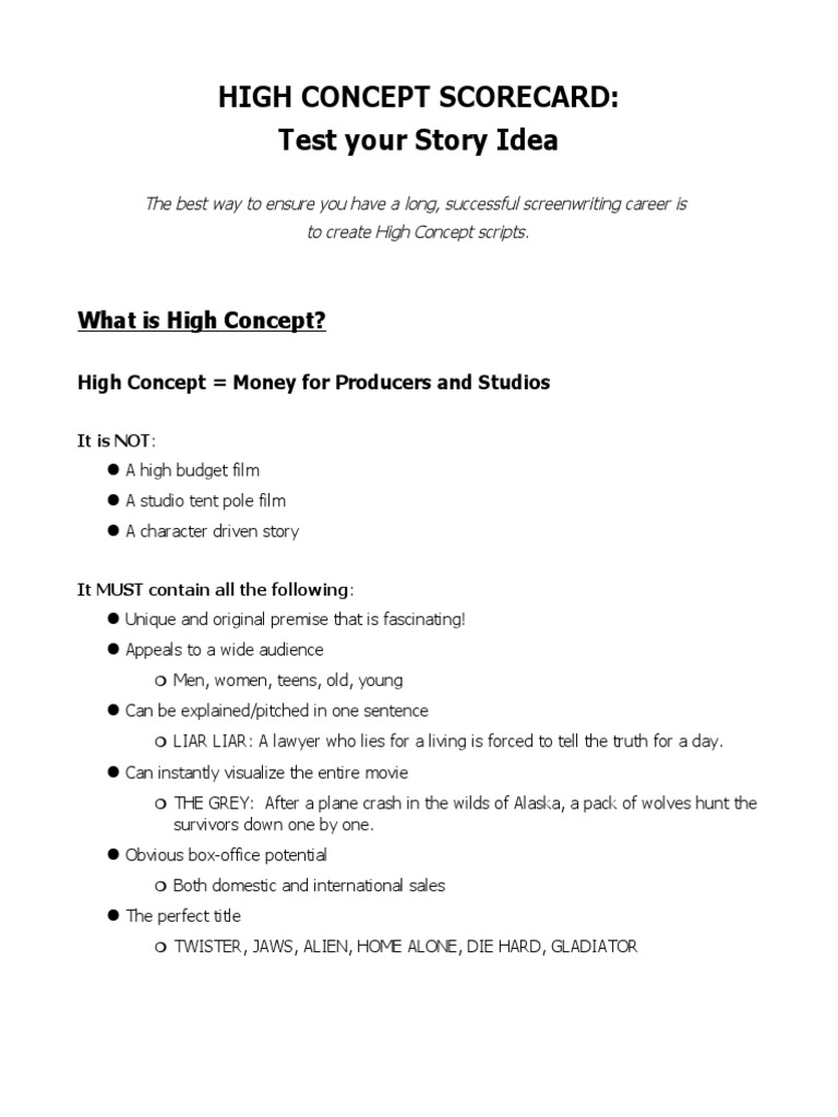 High Concept Scorecard WD | PDF