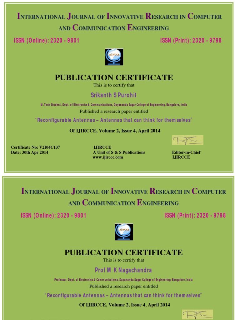 I J I R C C E: Publication Certificate | PDF | Technology & Engineering