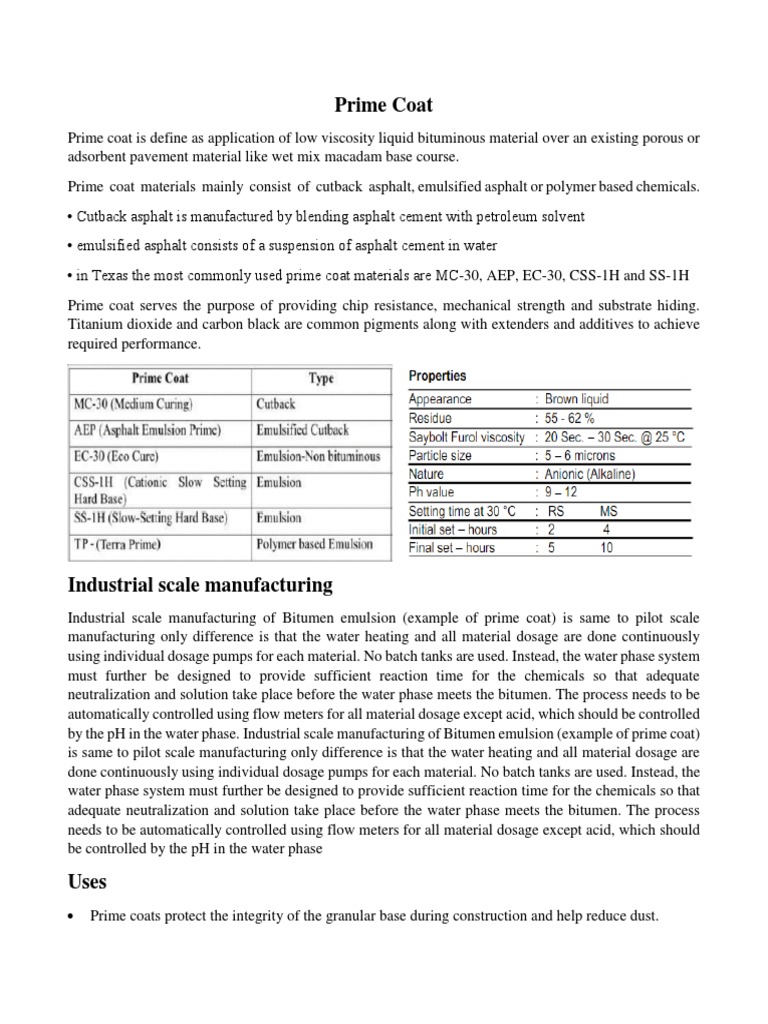 Prime Coat | PDF | Asphalt | Emulsion