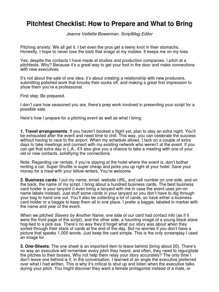 Pitching Checklist Freemium | PDF