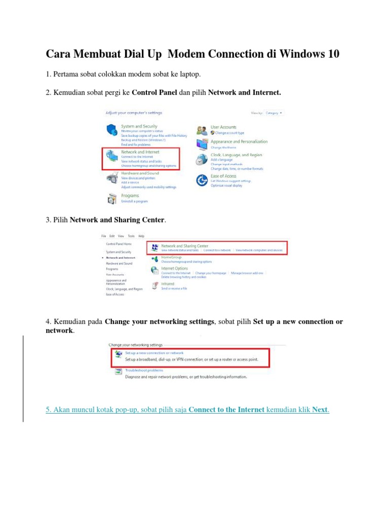 Cara Membuat Koneksi Dial-Up di Windows 10 | PDF | Karier ...