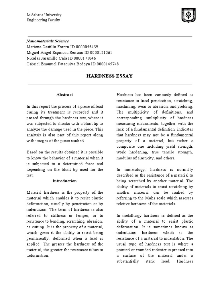 Hardness Report PDF | PDF | Hardness | Continuum Mechanics