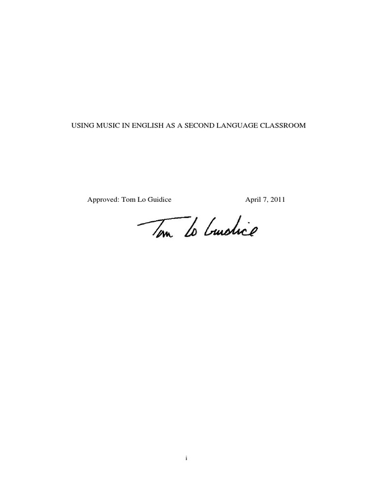 Using Music in English As A Second Language Classroom | PDF | English ...