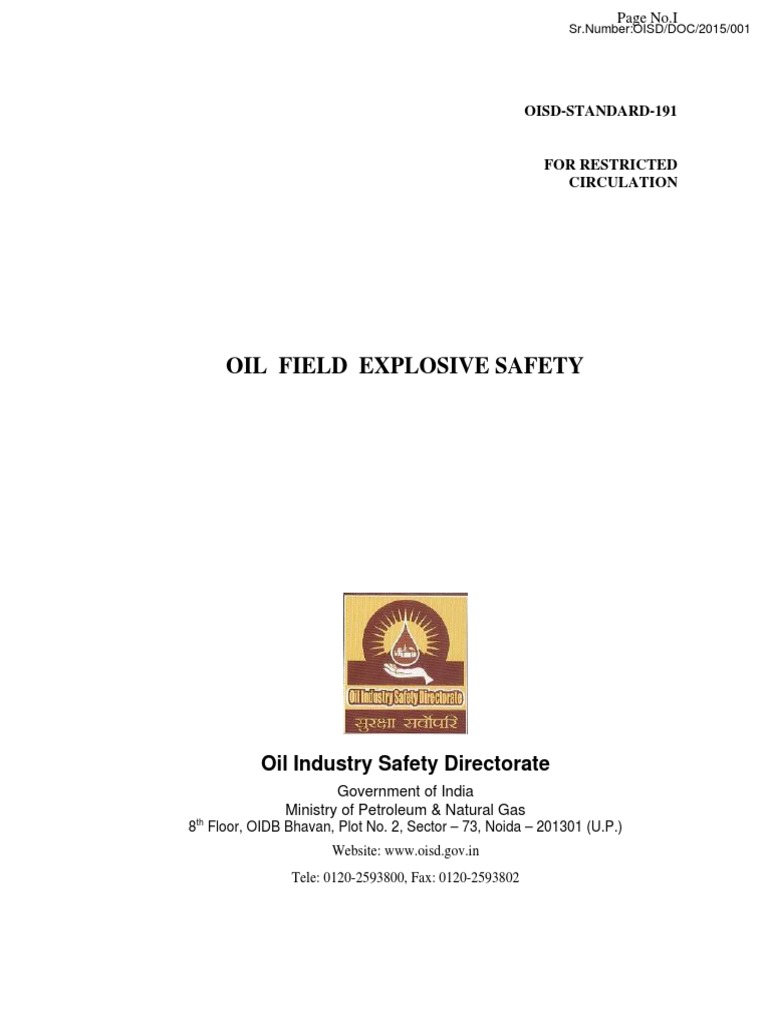 Oil Field Explosive Safety: Standard on Safe Handling and Use of ...