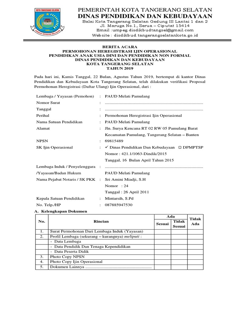 Berita Acara Heregistrasi | PDF