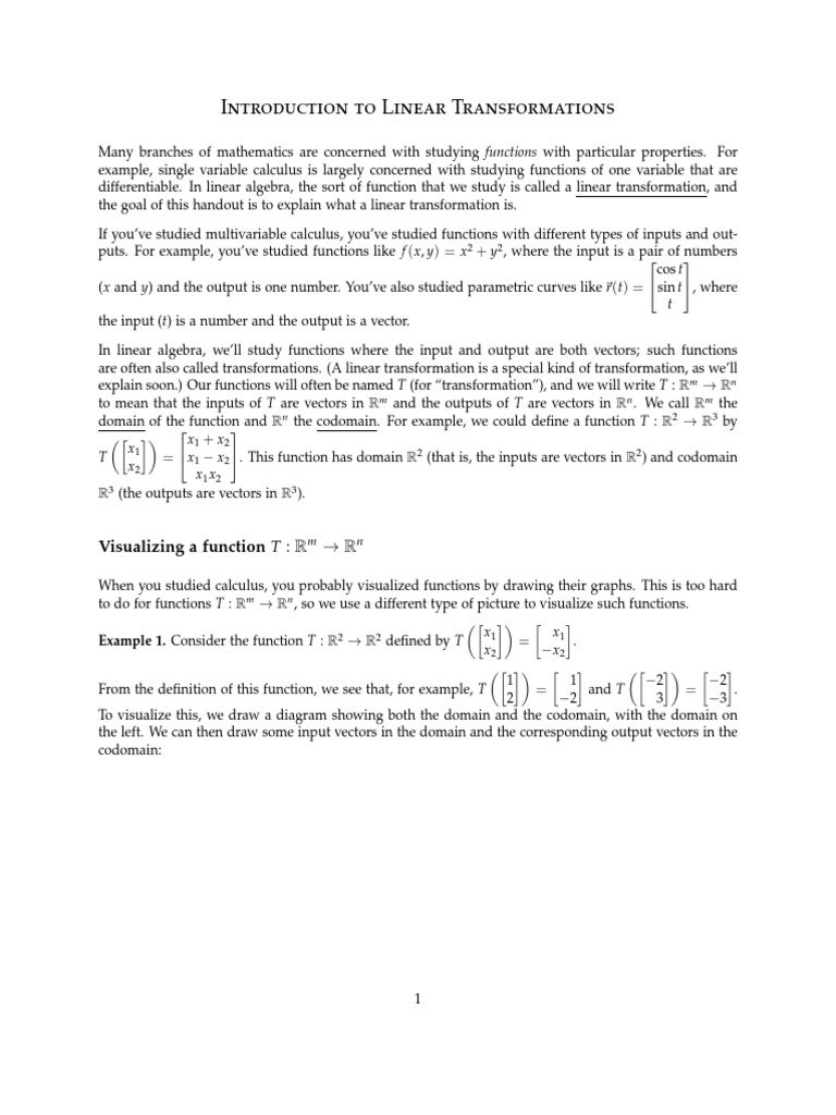 Exploring Linear Transformations Through Visualization | PDF | Function ...