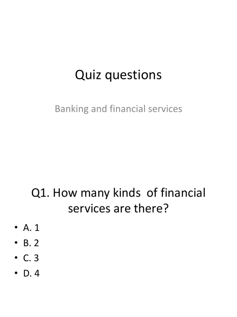 Quiz Questions: Banking and Financial Services | PDF | Mutual Funds | Banks