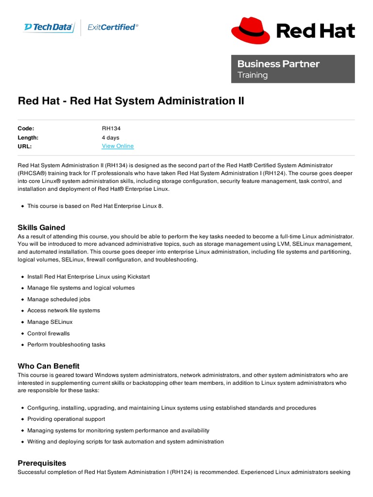 Red Hat Course | PDF | System Administrator | Linux