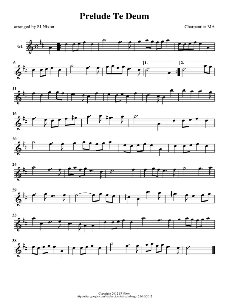 CHARPENTIER Prelude - Te Deum Score and Parts PDF | PDF | Compositions | Western European Music
