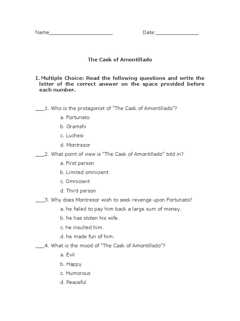 The Cask of Amontillado | PDF