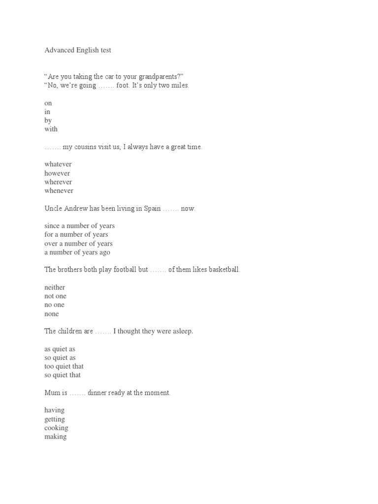 Advanced English Test | PDF