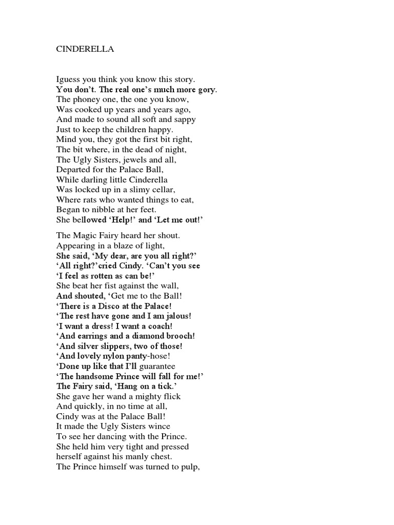 Cinderella Poem | PDF | Cinderella