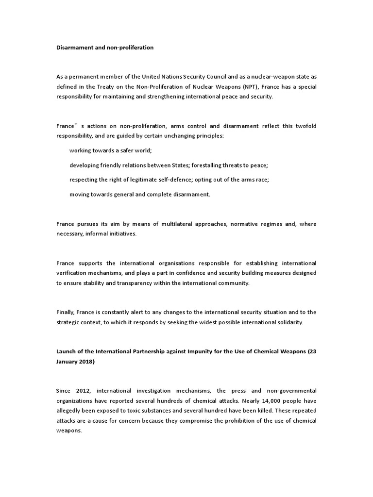 French Foreign Policy | PDF | Chemical Weapon | Nuclear Proliferation