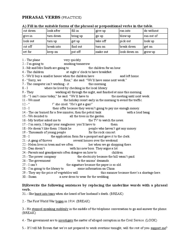 Phrasal Verbs (Answered) | PDF