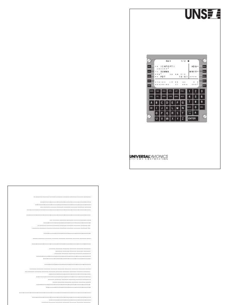 Universal FMS UNS 1Ksv604 Operators Checklist | PDF | Menu (Computing) | Aviation