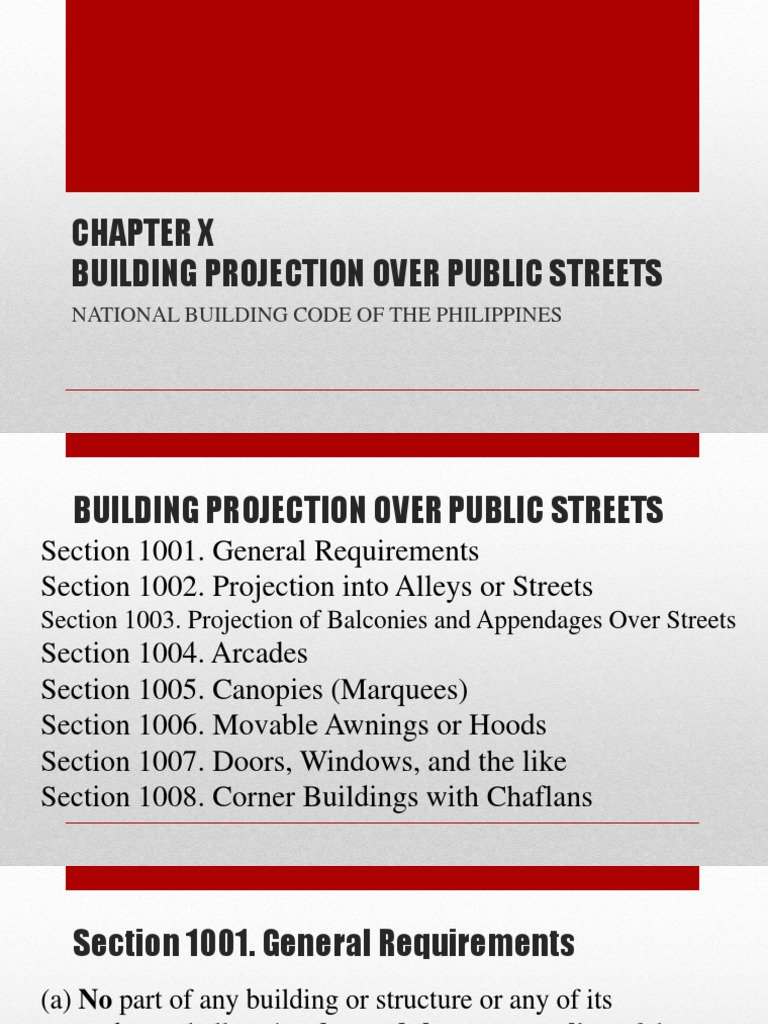 Building Projection Over Public Streets: National Building Code of The ...