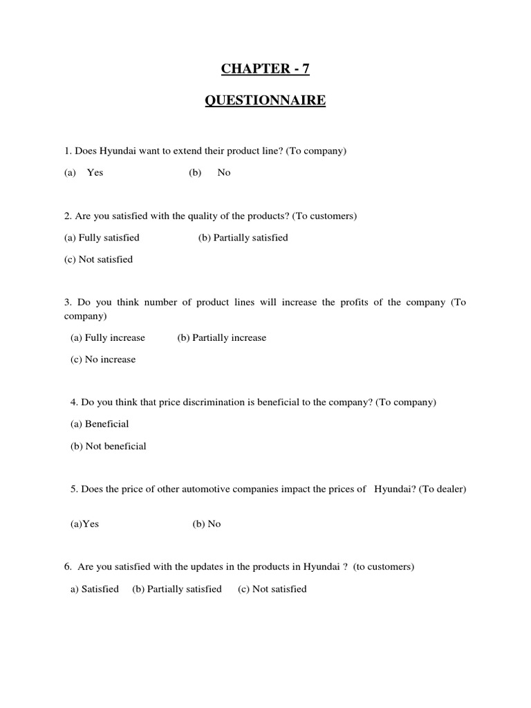 Chapter - 7 Questionnaire | PDF