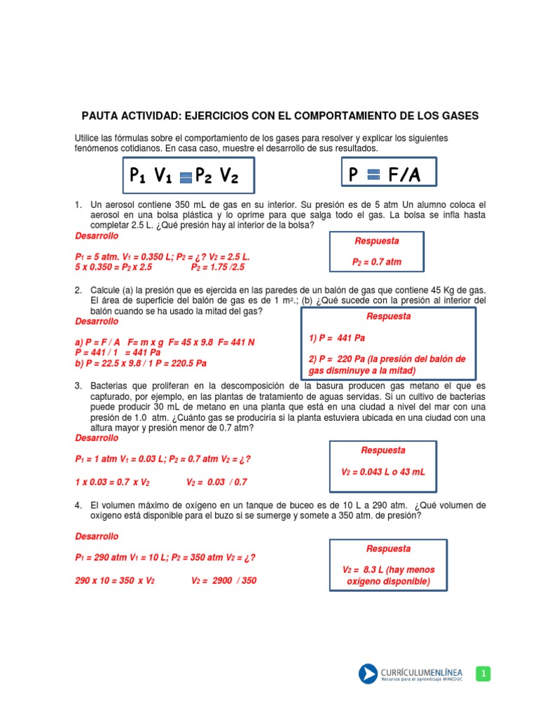 Ejercicios - Gases Ideales | PDF | Gases | Oxígeno
