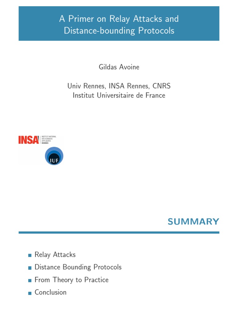 A Primer On Relay Attacks and Distance-Bounding Protocols | PDF | Telecommunications | Secure ...