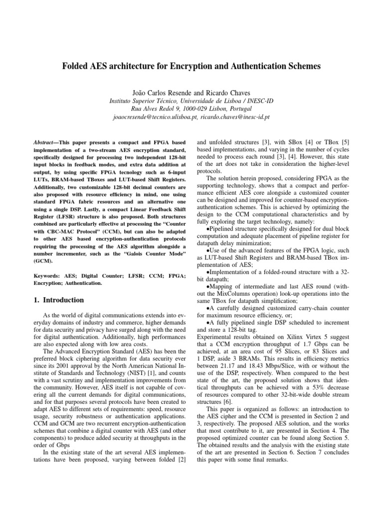 FPGA-Based AES for Encryption & Auth | PDF | Field Programmable Gate Array | Electronic Engineering