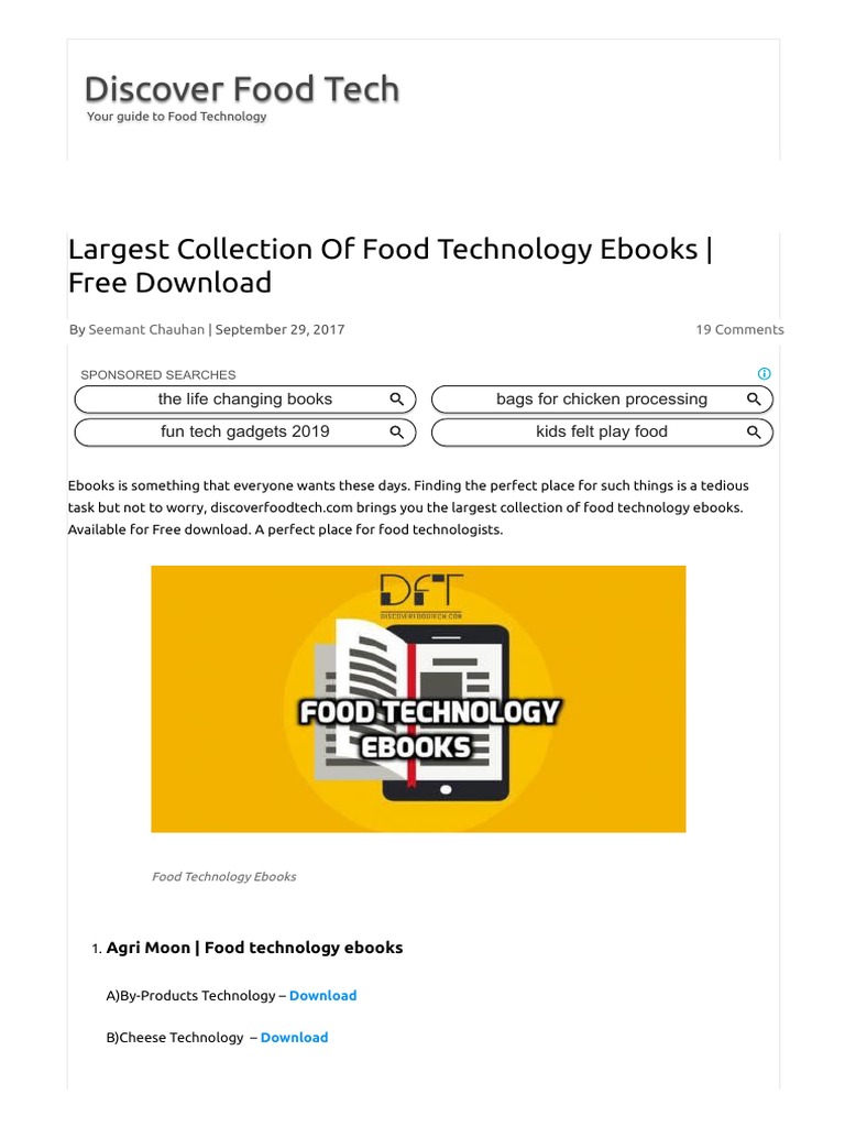 Free Food Technology Ebooks Guide | PDF | Food Science | Food Processing