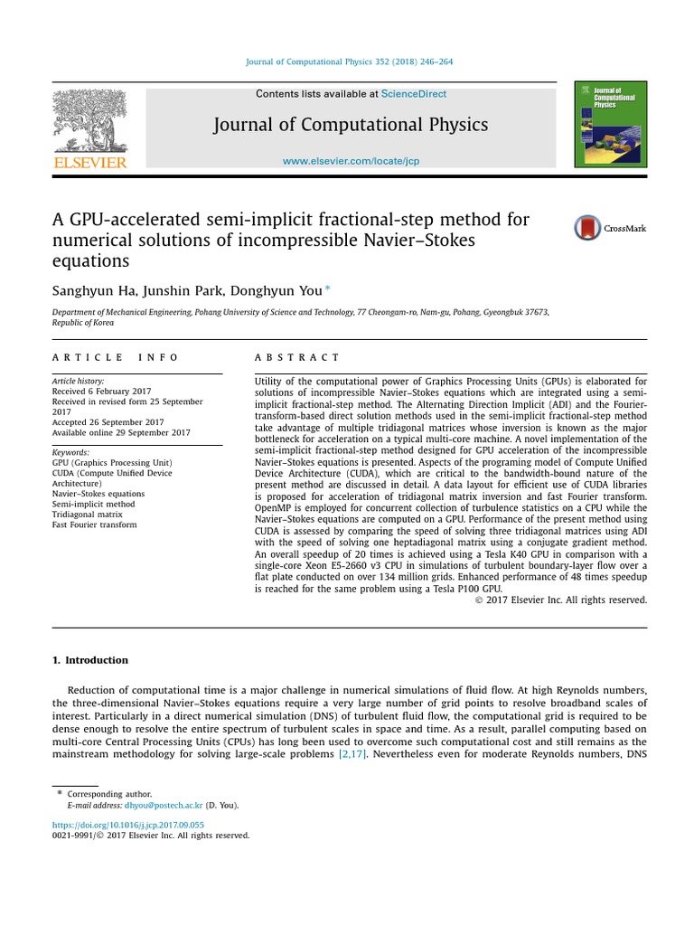 Journal of Computational Physics: Sanghyun Ha, Junshin Park, Donghyun You | PDF | Navier–Stokes ...