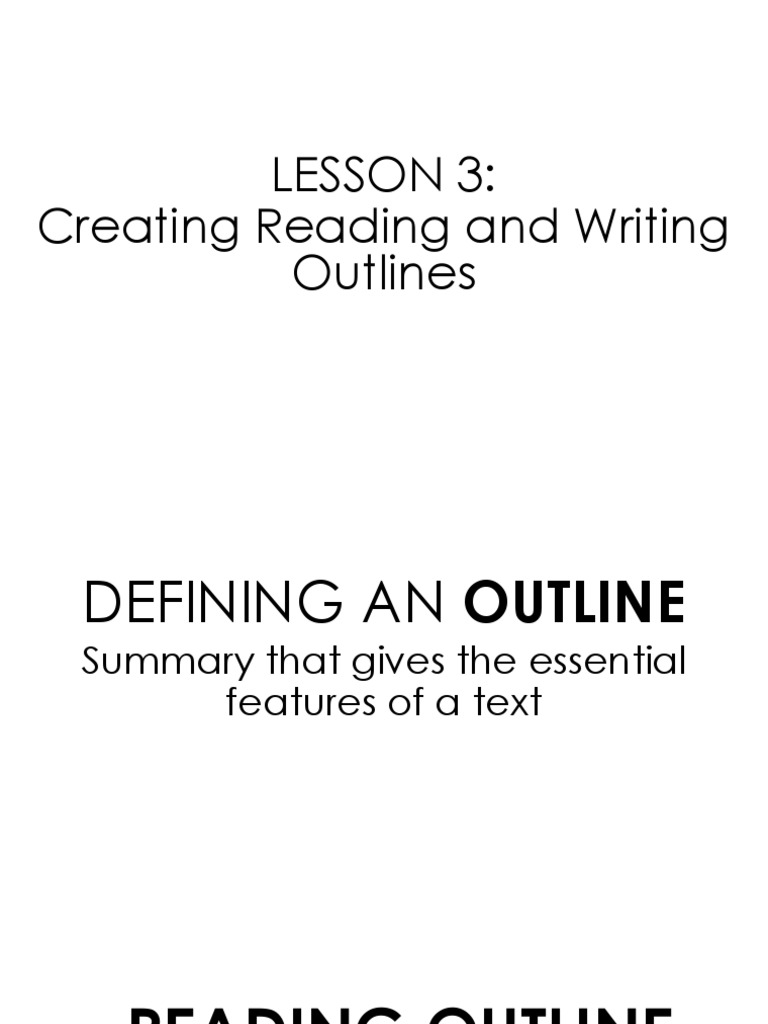 Lesson 3 Outline | PDF | Narration | Writing