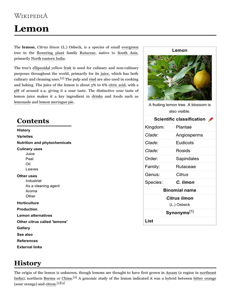 Lemon | PDF | Lemon | Edible Fruits