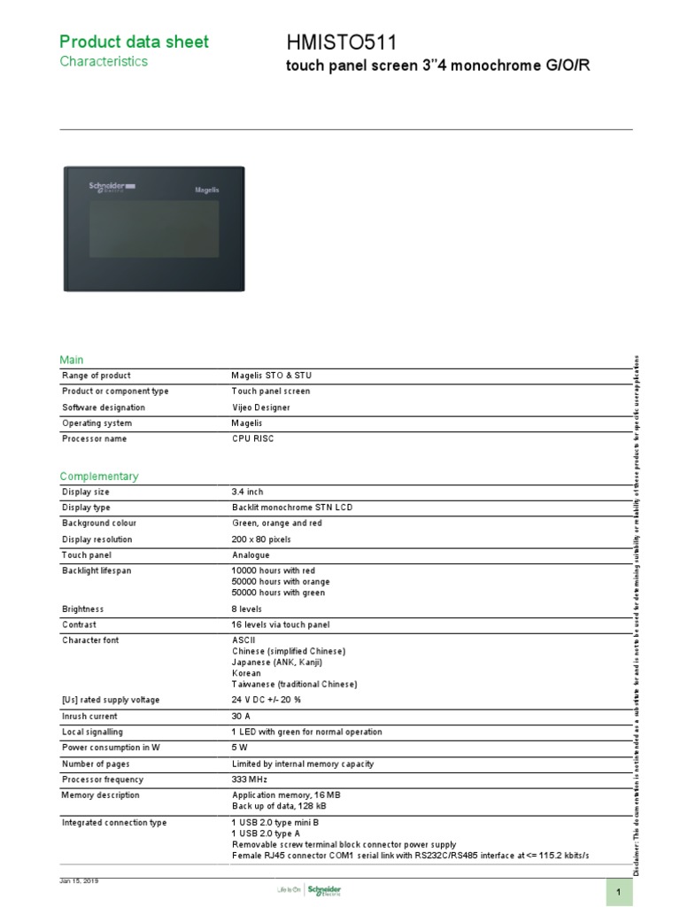 HMISTO511 Touch Panel Specifications | PDF | Electronic Engineering ...