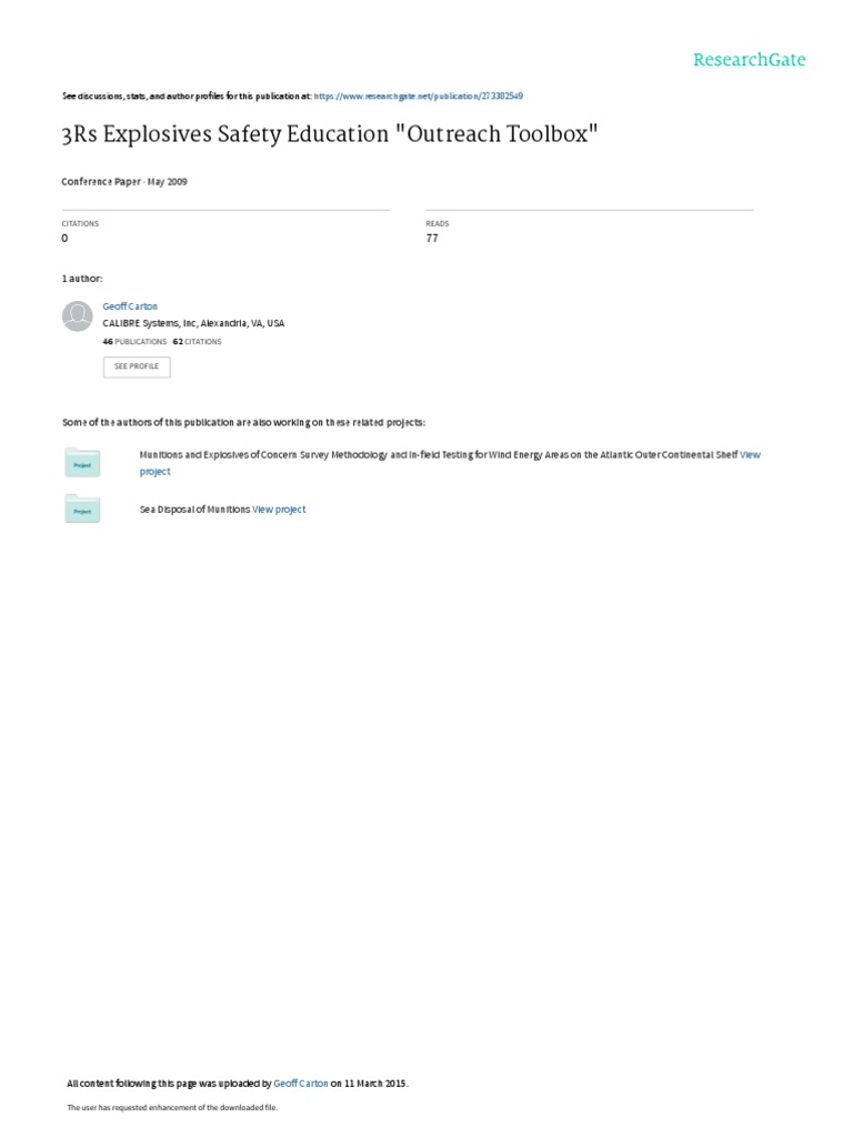 3Rs Explosives Safety Education "Outreach Toolbox": Conference Paper ...