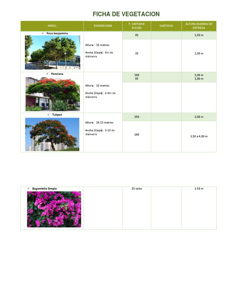 Ficha de Vegetacion | PDF