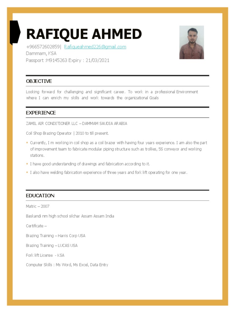 Rafique Ahmed CV | PDF