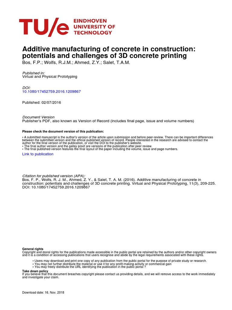 Additive Manufacturing of Concrete in Construction Potentials and ...