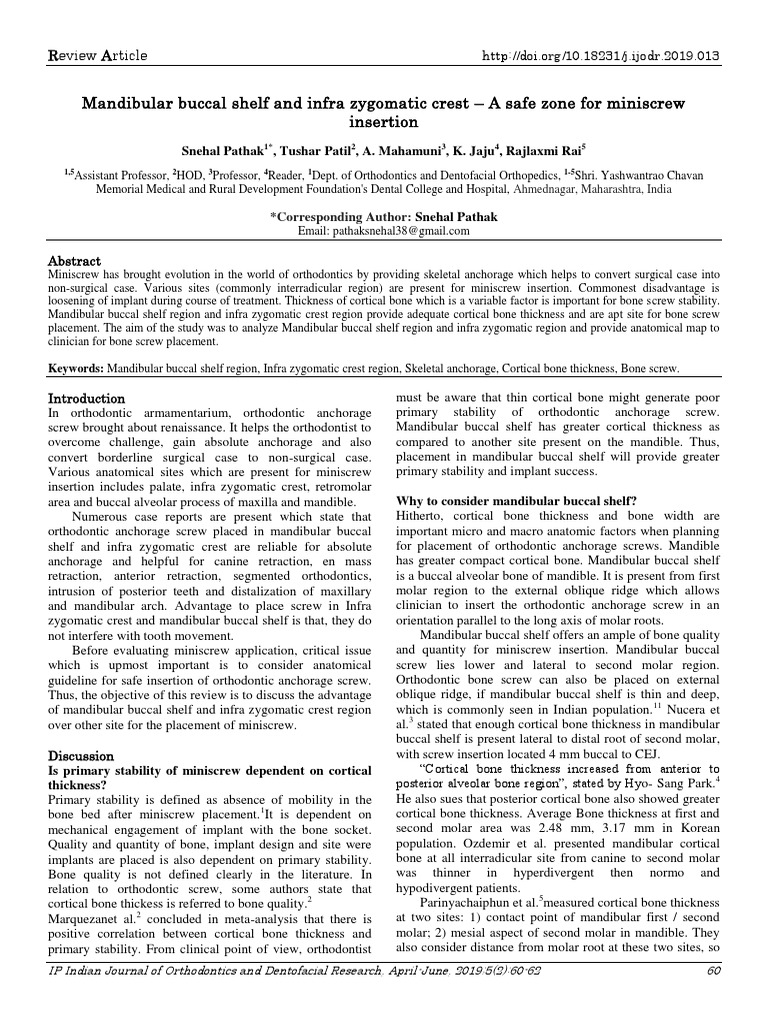 Mandibular Buccal Shelf and Infra Zygomatic Crest - A Safe Zone For ...