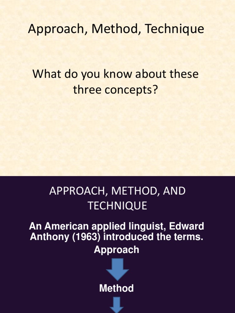 Understanding Approach, Method, Technique | PDF | Teaching Method ...
