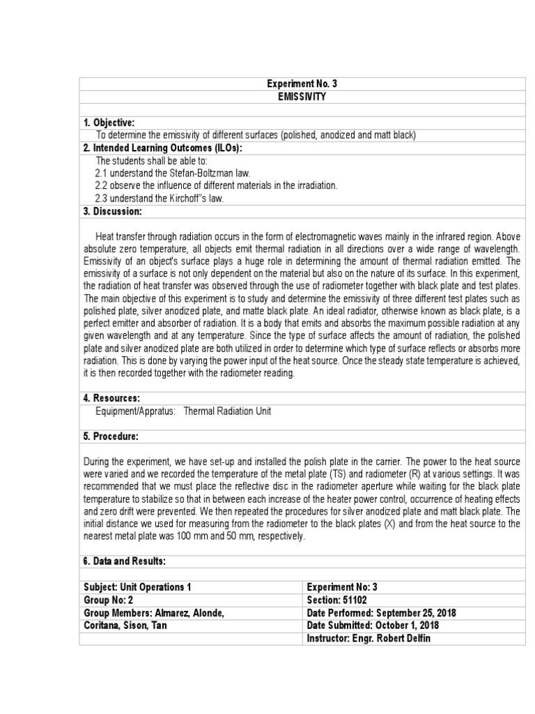 Expt 3 Final | PDF | Branches Of Thermodynamics | Forms Of Energy