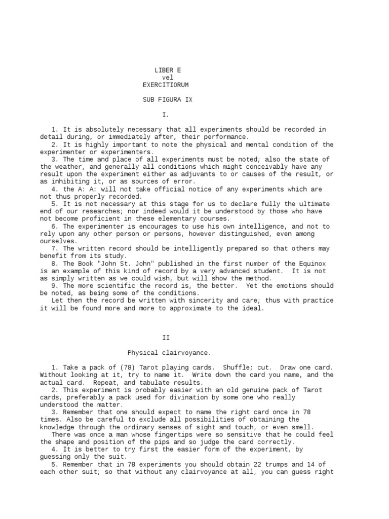 Aleister Crowley - Liber E - Methods & Exercises | PDF | Playing Cards ...