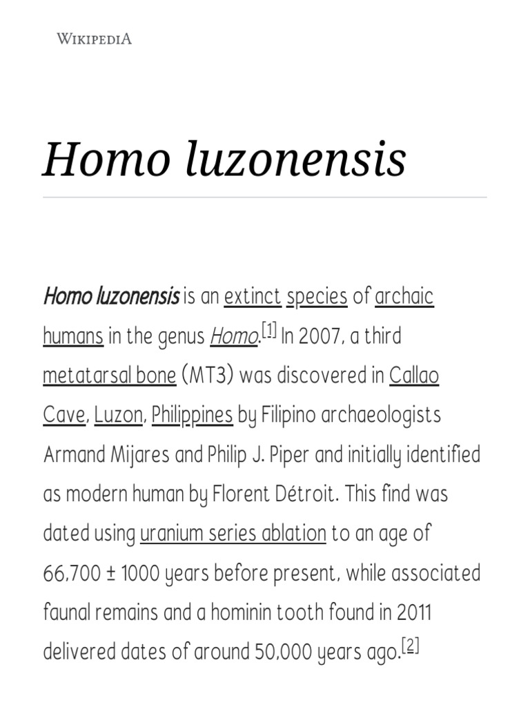 Homo Luzonensis | PDF | Homo | Pleistocene