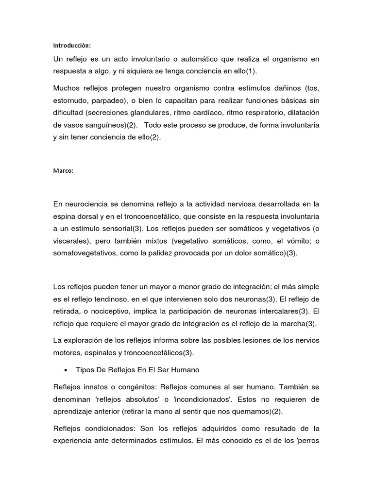 ¿Qué Es Un Reflejo? | PDF | Sistema nervioso | Neurociencia