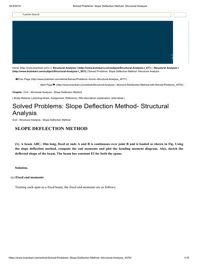 Solved Problems - Slope Deflection Method - Structural Analysis | PDF | Structural Analysis ...