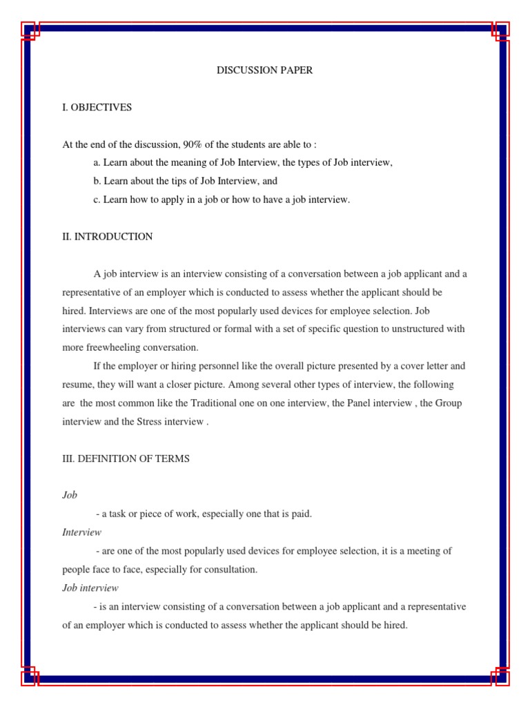 Job Interview Pdf Job Interview Interview