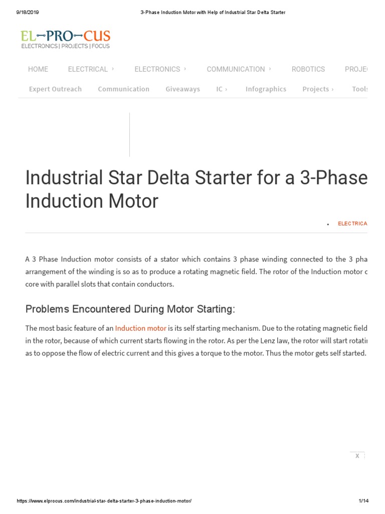 3-Phase Induction Motor With Help of Industrial Star Delta Starter ...
