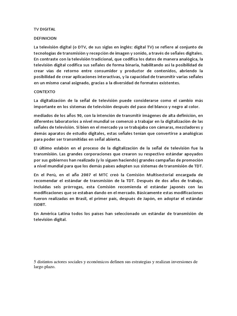 TV Digital | PDF | Televisión digital | Televisión de alta definición