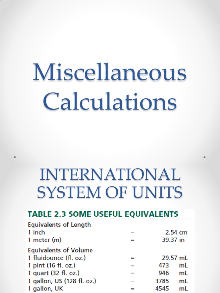Prescription Interpretation & Calculations | PDF | Mass Concentration ...